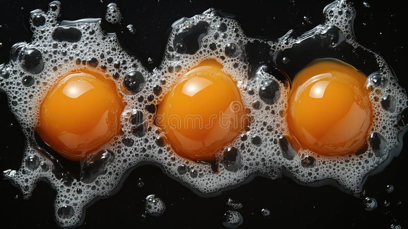 Three Egg Yolks, Top View on Black Background Stock Image - Image of ...