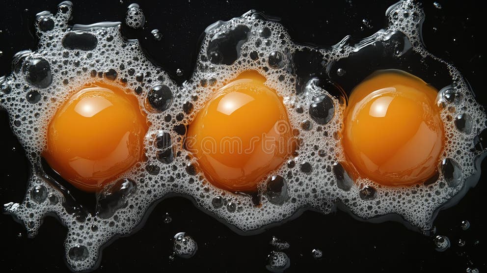 Three Egg Yolks, Top View on Black Background Stock Image - Image of ...