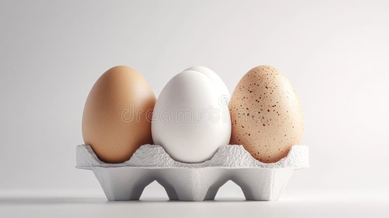 Three Eggs in a Carton with Different Colors, Showcasing Natural Beauty ...