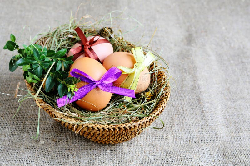 Three Eggs with Colored Ribbons, Stock Image - Image of decorated ...
