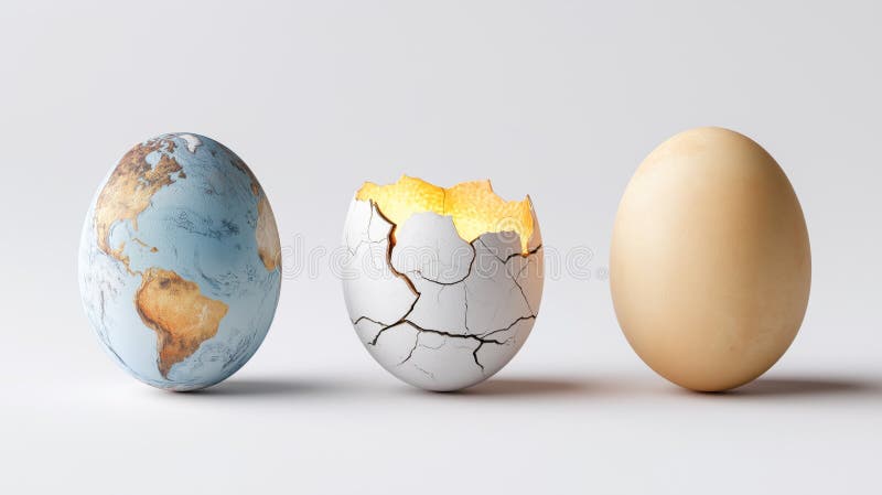 Three Eggs: Earth, a Cracked Shell, and a Plain One Arranged Simply ...
