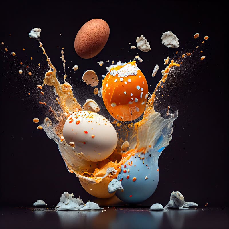 Three Eggs Exploding Out of a Vase with Water Stock Illustration ...