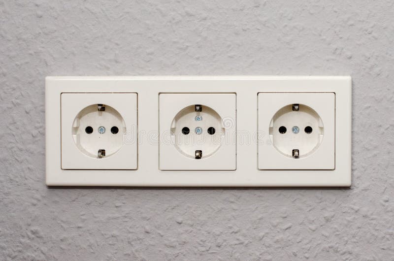Three Electrical Outlets on the Wall Stock Image - Image of wires ...