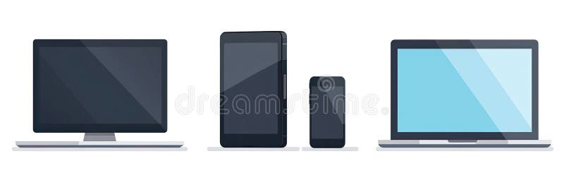 Three Electronic Devices, a Laptop, a Tablet, and a Cell Phone Stock ...