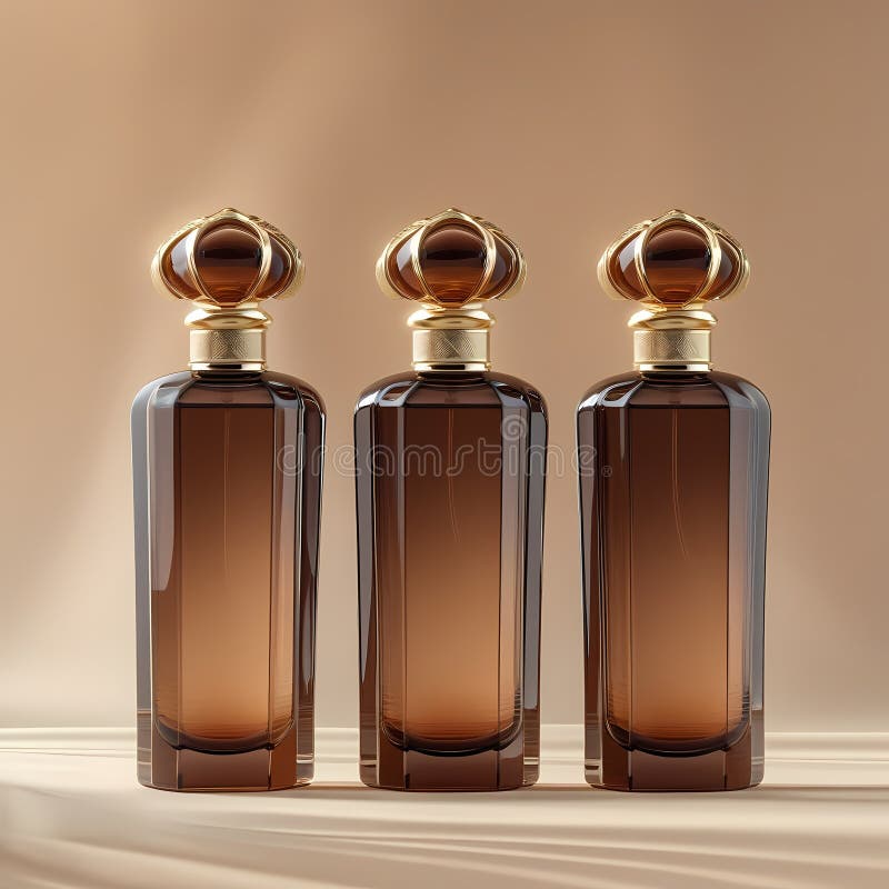 Elegant Brown Glass Cologne Bottles – Minimalist Display Stock Photo ...