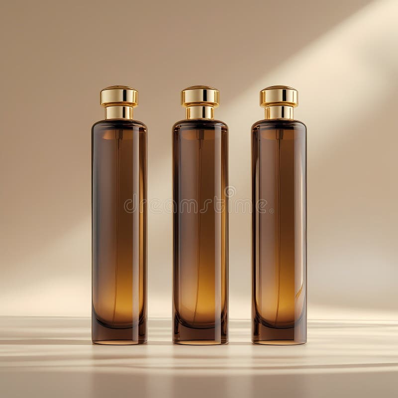 Elegant Brown Glass Cologne Bottles – Minimalist Display Stock Image ...