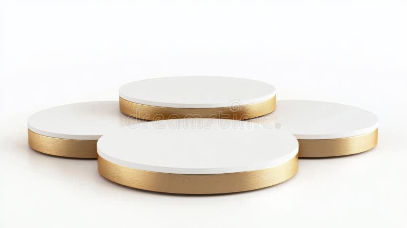 White and Gold Circular Display Stands. AI Generated Stock Illustration ...