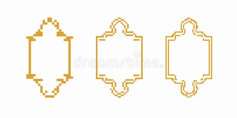 Three Elegant Gold Pixel Frames in Unique and Decorative Designs with ...