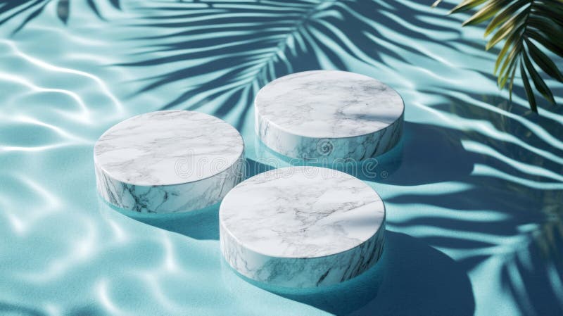 Serene Marble Platforms in Aqua Water. AI Generated Stock Illustration - Illustration of ...