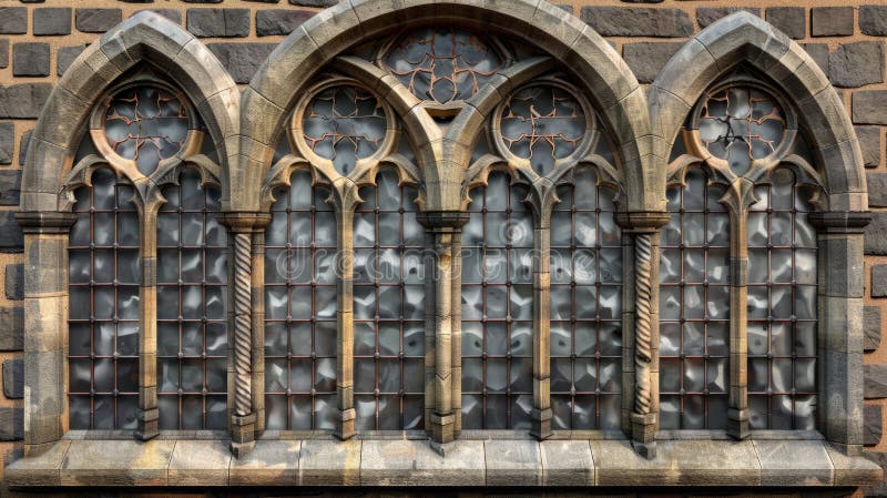 Gothic Church Windows with Intricate Designs in an Ancient Stone ...