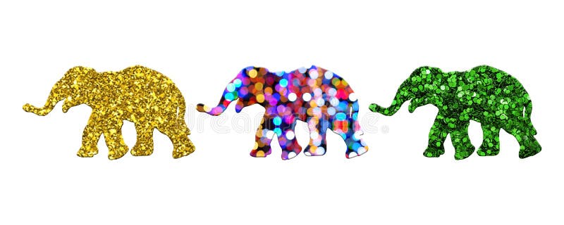 Three Elephants - Flat Cartoon Vector Illustration in Orange Color ...