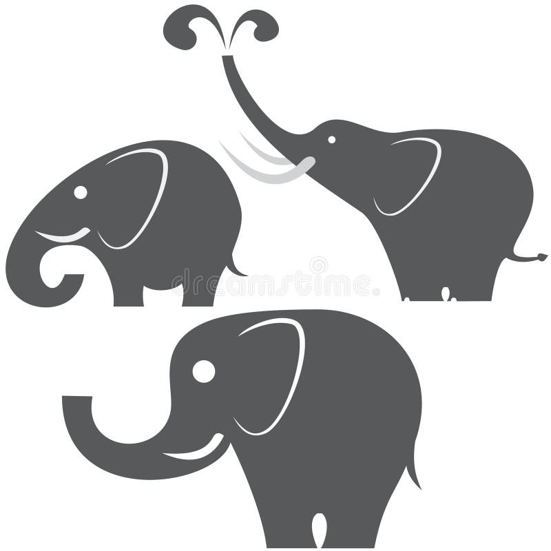 Three elephants stock illustration. Illustration of silhouettes - 49431541