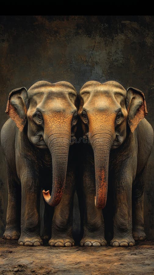 Three Elephants Standing Together in a Dramatic Lighting Setting ...