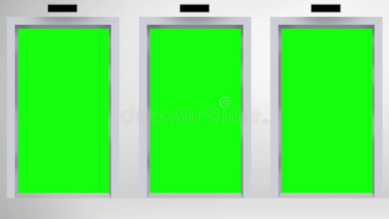 Elevator Lift Doors Closing and Opening by Revealing the Green Screen ...