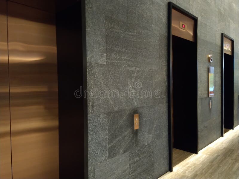 Three Elevators at Office Building Stock Photo - Image of bangkok ...