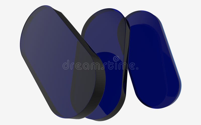 Abstract 3D Shapes Flat Capsules with Blue and Metallic Glossy Stock ...