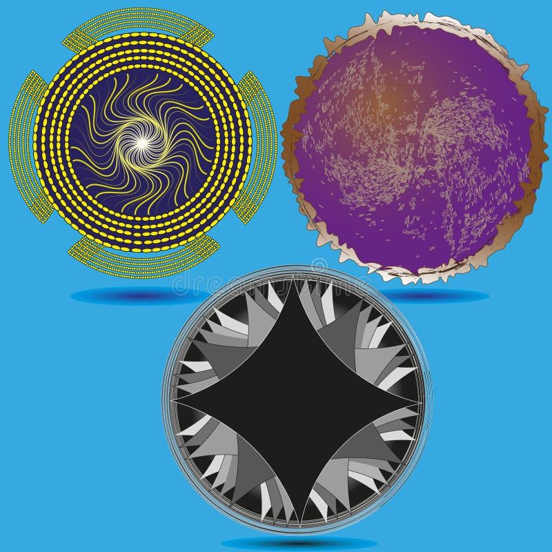 Three Emblems and Logos Vector Illustration Stock Vector - Illustration ...