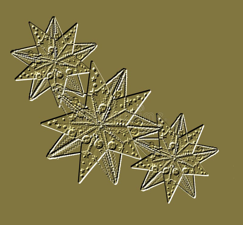 Three Embossed Stars on a Gold Colored Background Stock Illustration ...