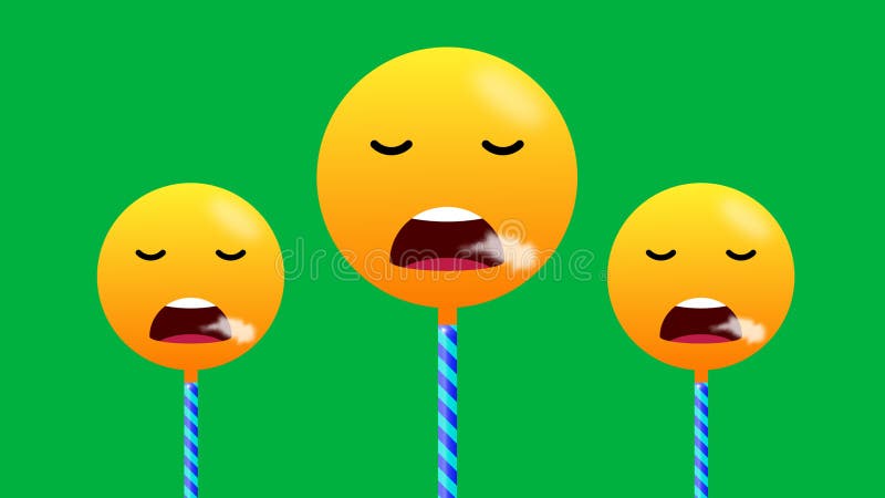 Three Emoji Stick in Relaxing Expression on Green Screen Stock ...