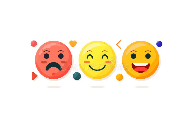 Three Emoticons Representing Different Emotions. Vector Illustration ...