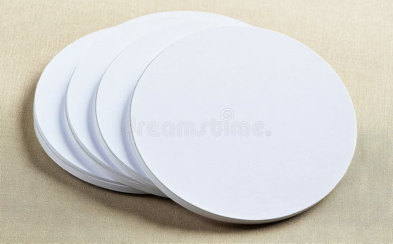 Three Empty Beer Coasters Mockups in White with White Round Rug for ...