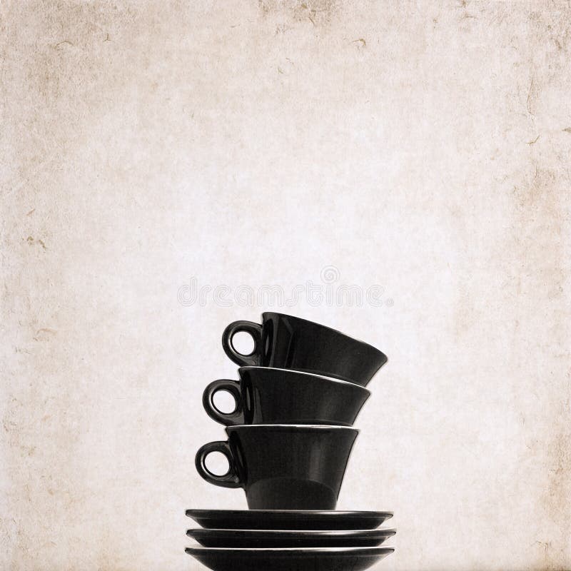 Three Empty Black Coffee Cups Stock Image - Image of saucer, three ...