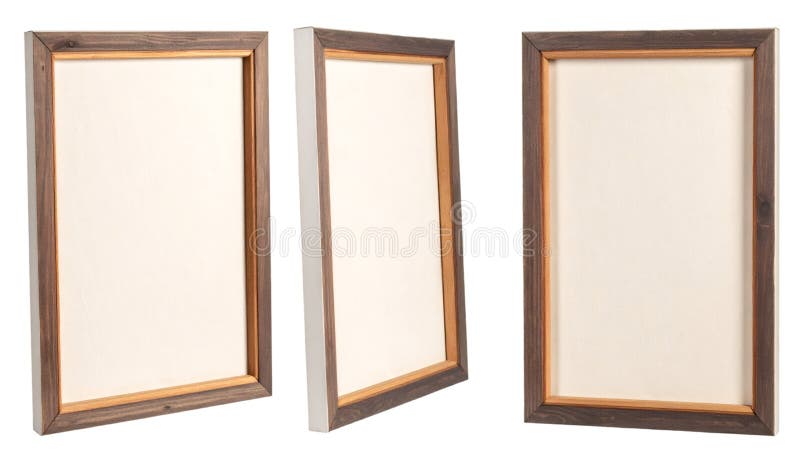 Three Empty Canvas Painting Frames with Wooden Border from Different ...