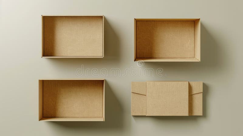 Three Empty Cardboard Boxes Arranged on a Wall. Suitable for Packaging ...