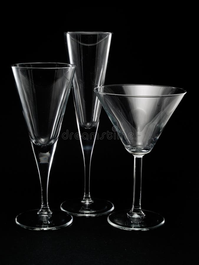 Three Empty Cocktail Glasses Stock Image - Image of glass, cocktail ...