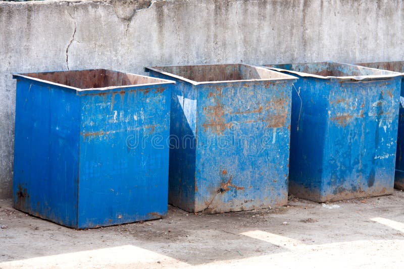 Three Empty Containers for Trash on the Street Stock Image - Image of ...