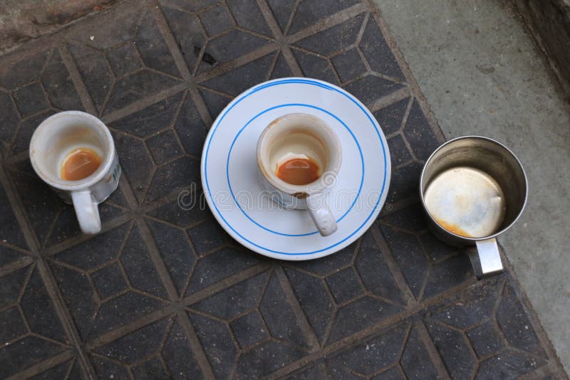 Three empty cups stock photo. Image of steel, stainless - 109006374