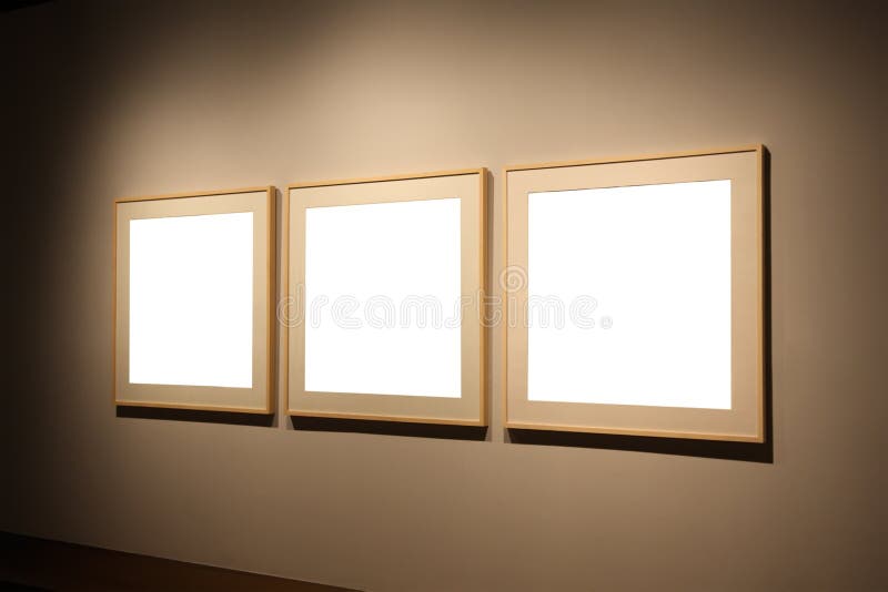 Three empty frames stock image. Image of beige, room - 17690927