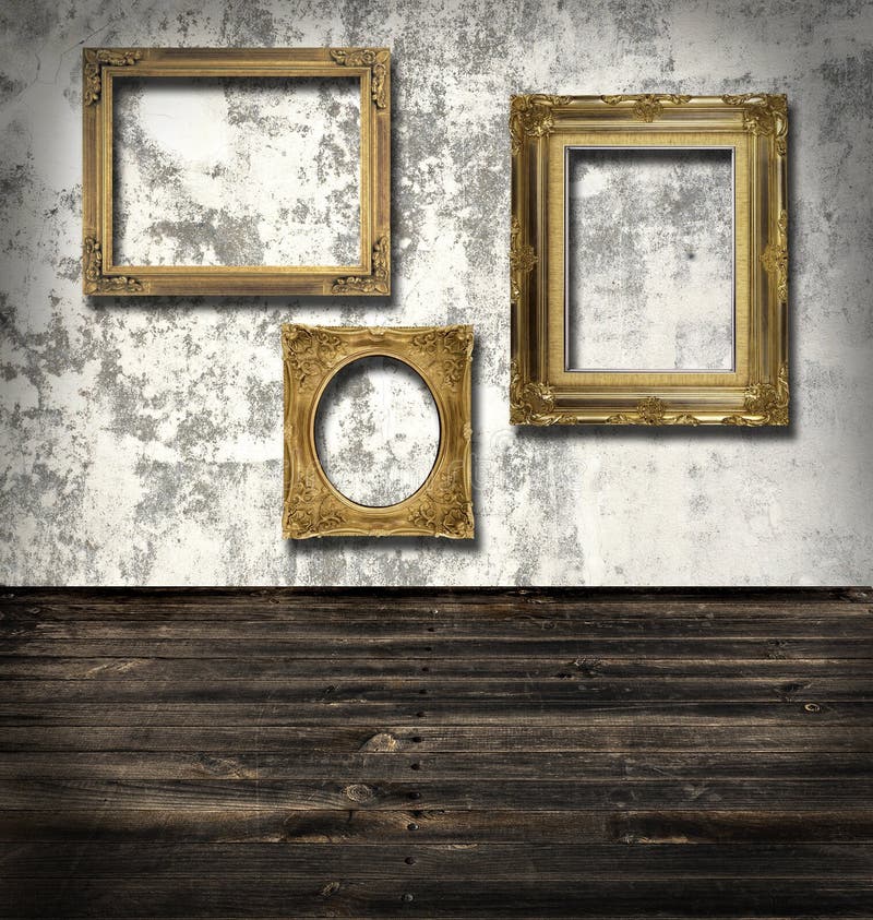 Three empty frames stock photo. Image of brick, exhibition - 8169344