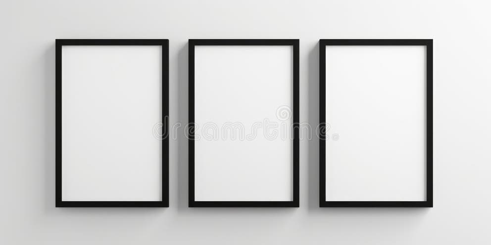 Three Empty Frames Hanging on a Wall, Suitable for Interior Design ...