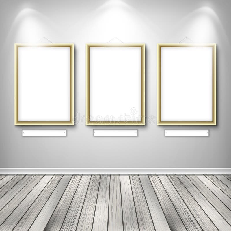 Three Empty Frames on a Wall Stock Illustration - Illustration of ...