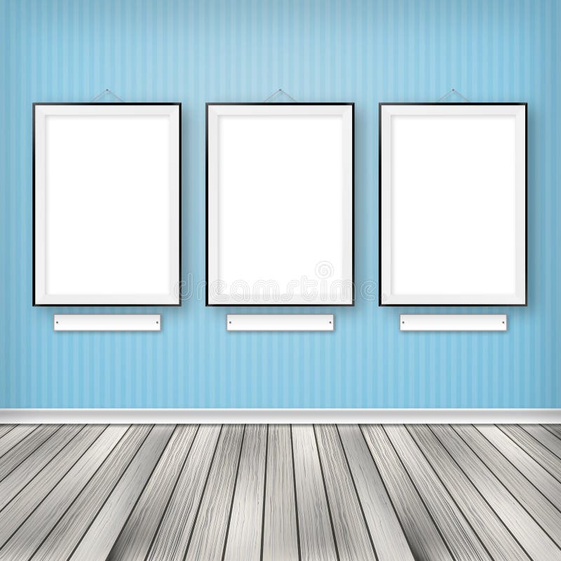 Three Empty Frames on a Wall Stock Illustration - Illustration of hint ...
