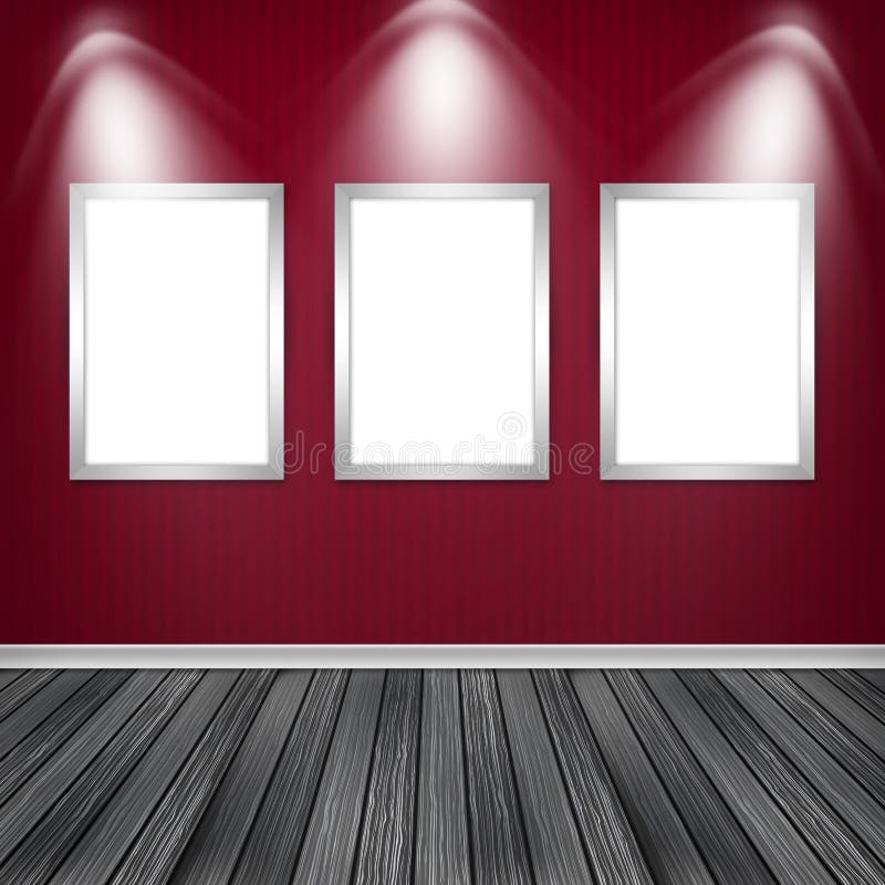 Three Empty Frames on a Wall Stock Illustration - Illustration of ...