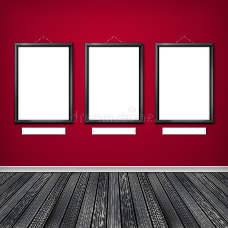 Three Empty Frames on a Wall Stock Illustration - Illustration of hint ...