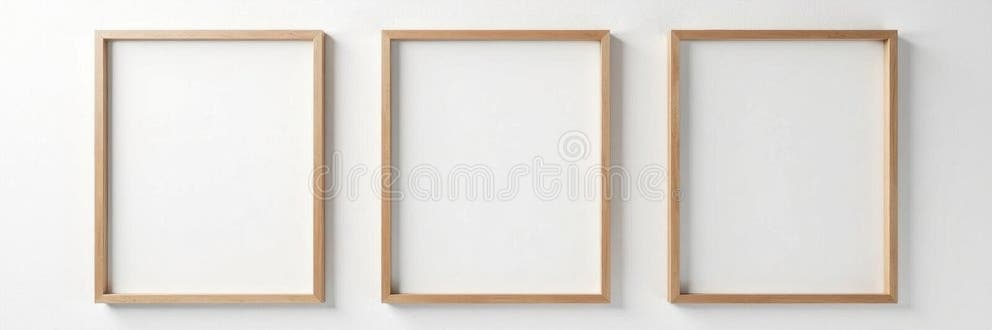 Three Empty Frames on a White Wall, Ready for Your Design , Mockup, Background, Empty Stock ...