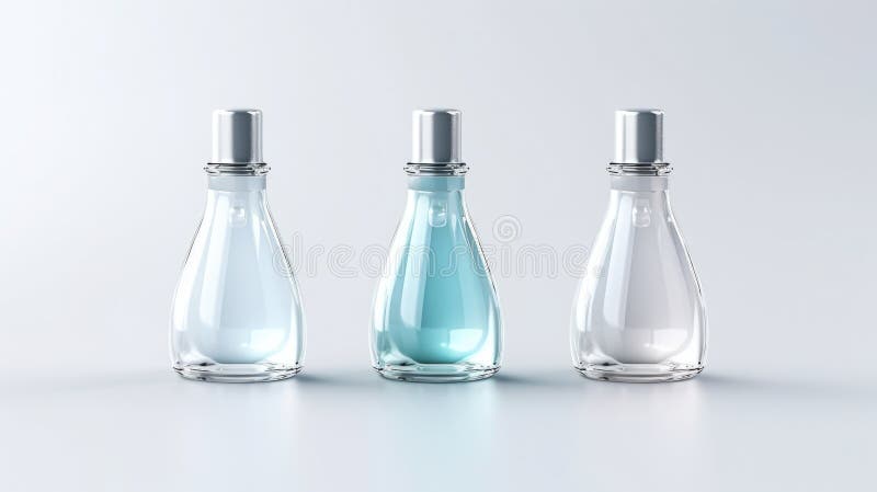 Three Empty Glass Bottles are Arranged Side by Side, Creating ... Three Empty Glass Bottles are Arranged Side by Side, Creating ...