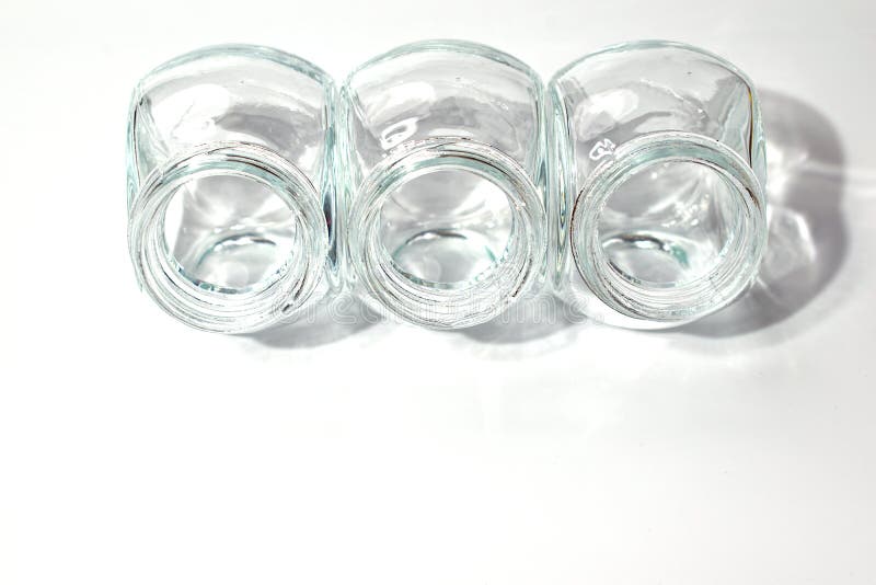 Three Empty Glass Jars are Unlikely. Isolate Stock Image - Image of ...