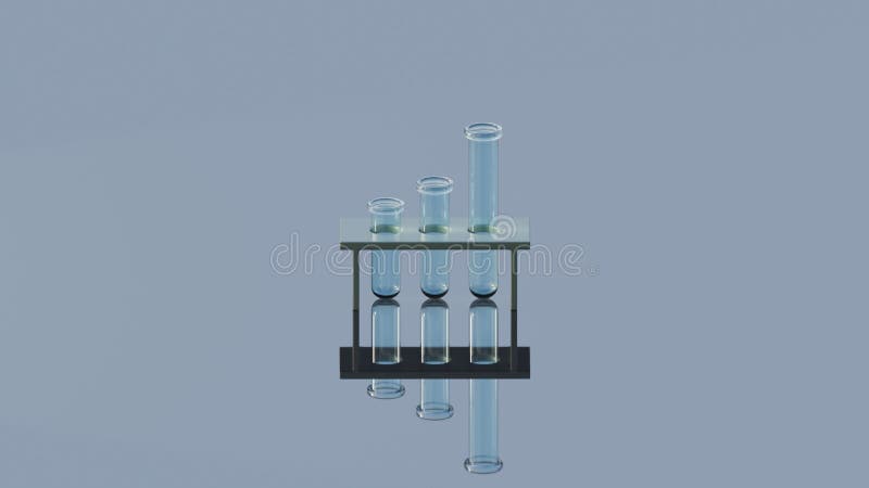Three Empty Glass Test Tubes (differend Sizes) on a Stand Isolated ...
