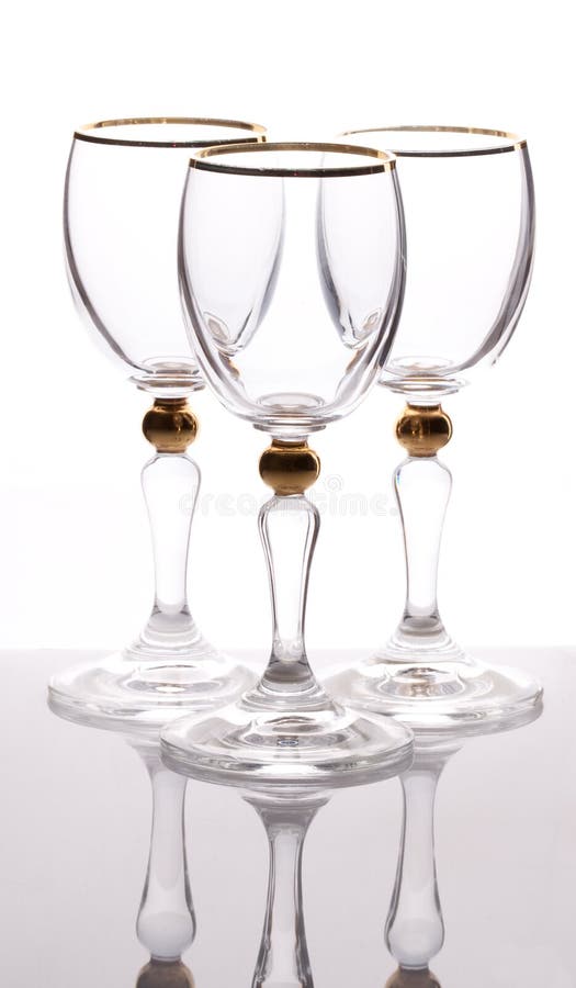 Three empty glass on white stock photo. Image of curve - 12747528