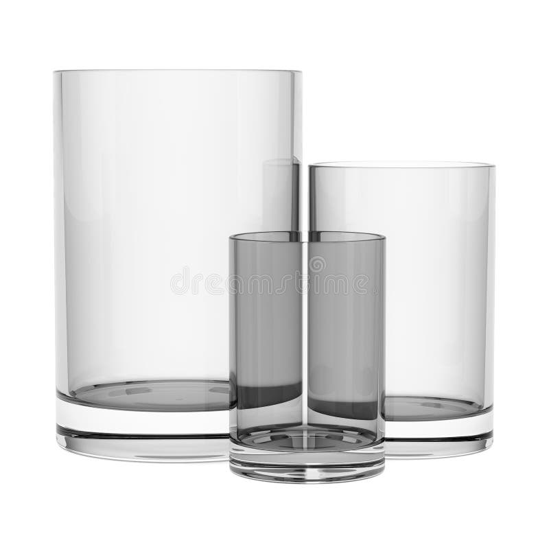 Three Empty Glasses Isolated on White Stock Illustration - Illustration ...