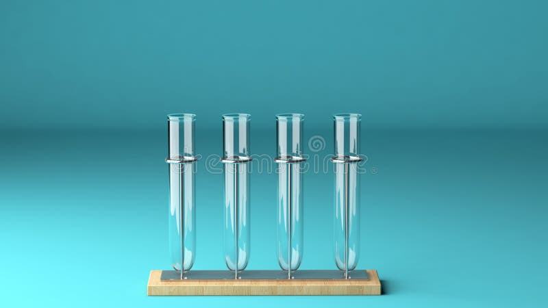 Four Empty Lab Glass Test Tubes 3d Illustration Stock Illustration ...