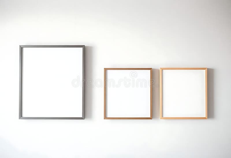 Three Empty Picture Frames Hanging on a Wall Stock Illustration ...