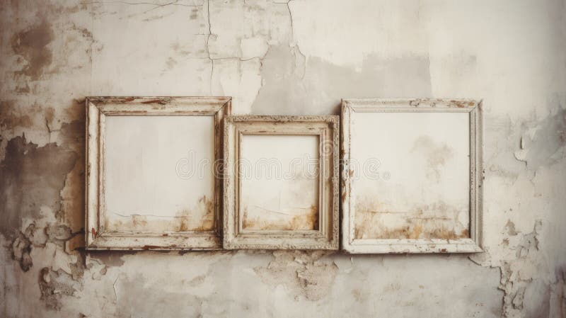 Three Empty Picture Frames Hanging on a Wall. Generative AI Image ...