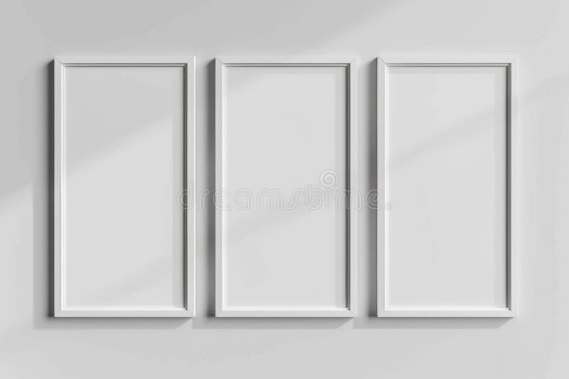 Three Empty Picture Frames Hanging on a Wall. Perfect for Home Decor Projects Stock Image ...