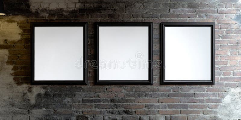 Three Empty Picture Frames Hung on a Brick Wall, Ready for Display ...