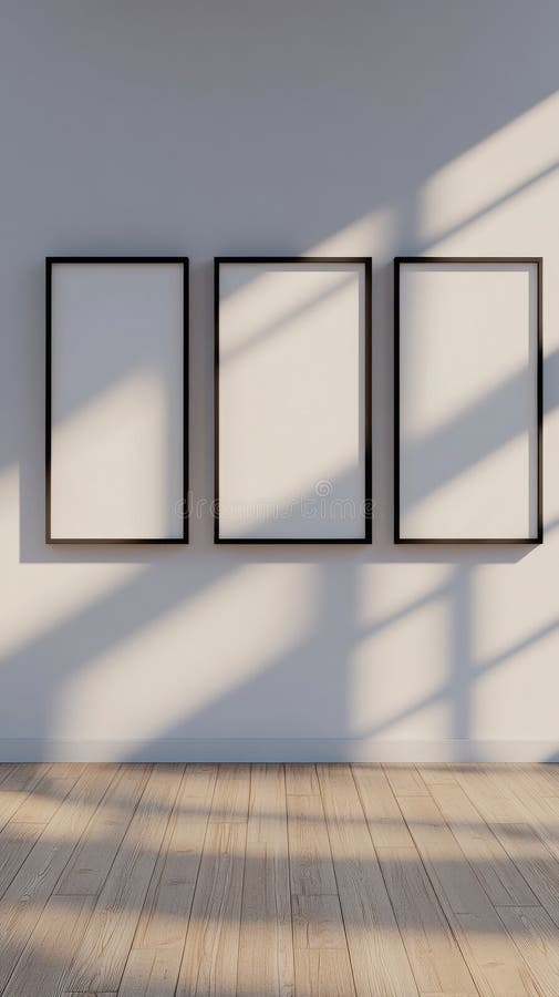 Three Empty Picture Frames on a White Wall, Minimalist Interior Design ...